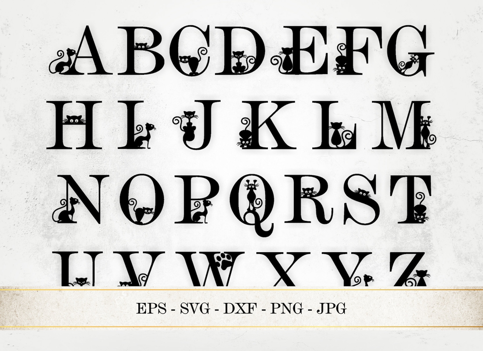 Cat Silhouette Alphabet SVG, Letters A-Z, Kitten Font (PNG, JPG) - Etsy