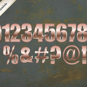 Classic Rose Gold Foil Alphabet SVG, Rose Gold Digital Letters Numbers ...