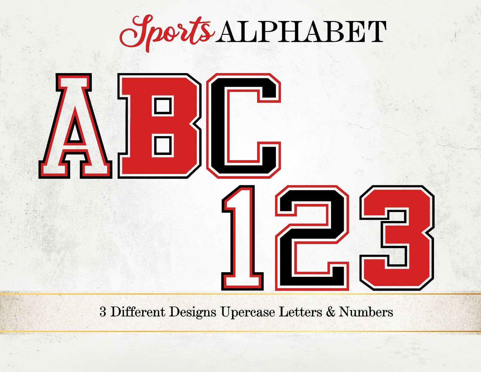 Varsity Font Clipart: Red and Black Sports Letters & Numbers (SVG, PNG ...
