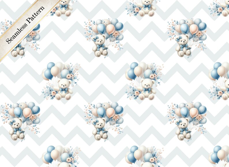 Blue Teddy Bear Digital Paper Pack: Seamless Scrapbook Patterns ...