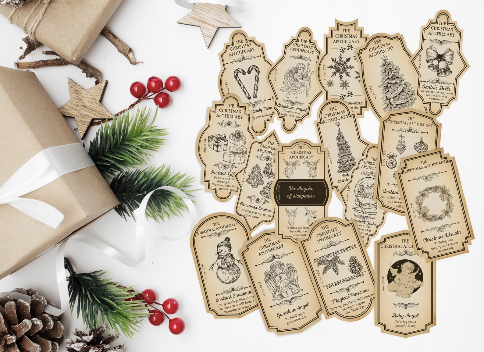 Christmas Apothecary Potion Labels Christmas Vintage Labels | Etsy