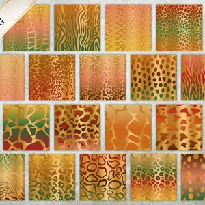 Gold Foil Animal Print Paper Pack, Elegant Digital Paper, Safari Skin ...
