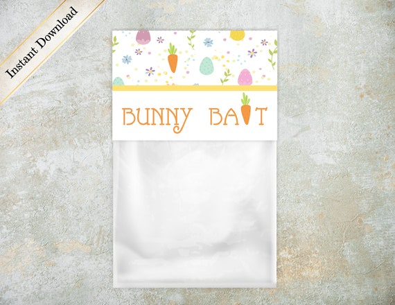Bunny Bait Treat Bag Topper Printable Easter Label Carrots | Etsy