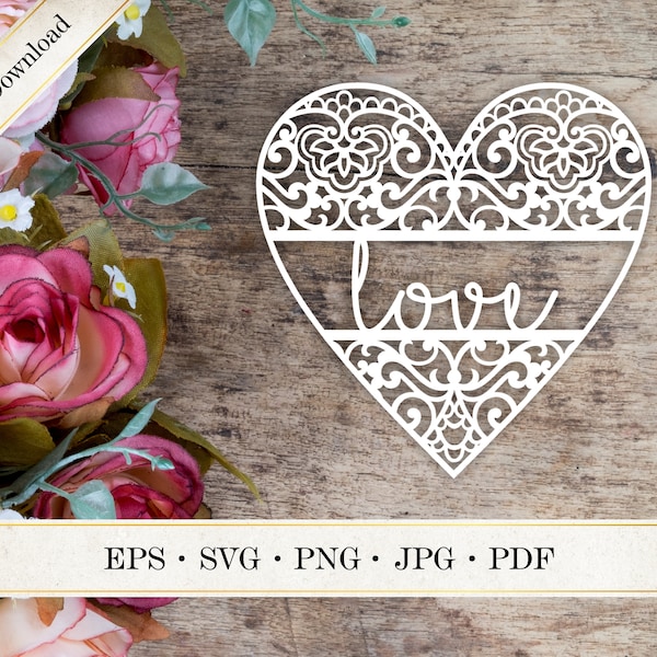 Lace Heart Svg - Etsy