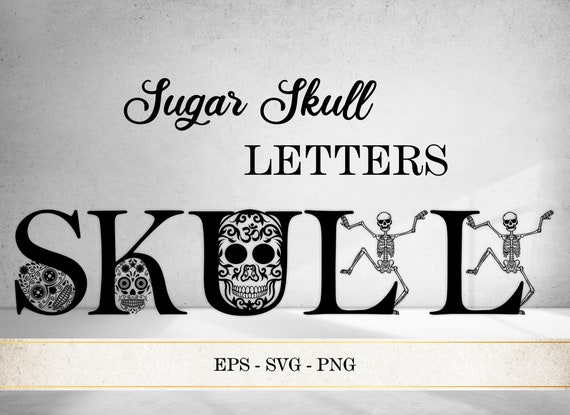 Skull Silhouette Alphabet SVG Letters A-Z Monogram Skeleton | Etsy