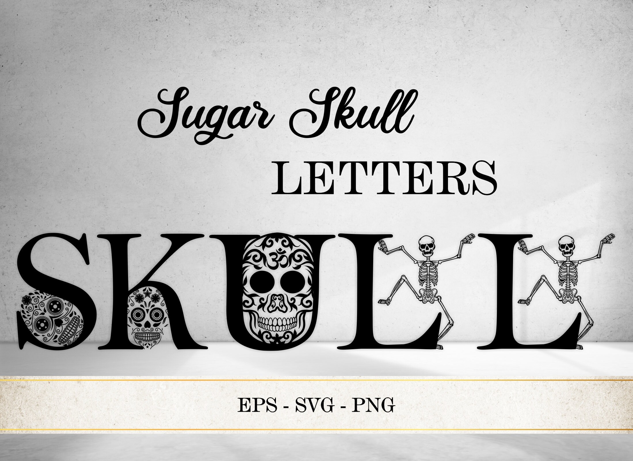 Skull Silhouette Alphabet SVG Letters A-Z Monogram Skeleton - Etsy