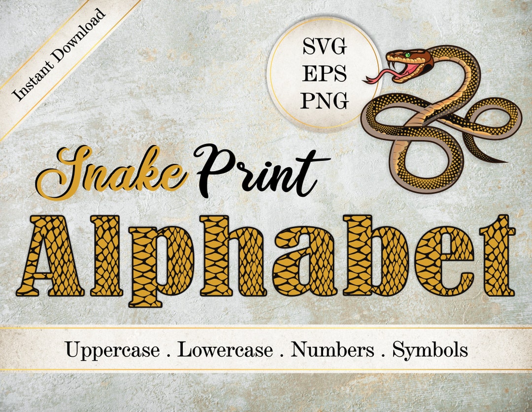 Snake Print Alphabet SVG, Animal Print Letters Numbers and Symbols, Svg ...