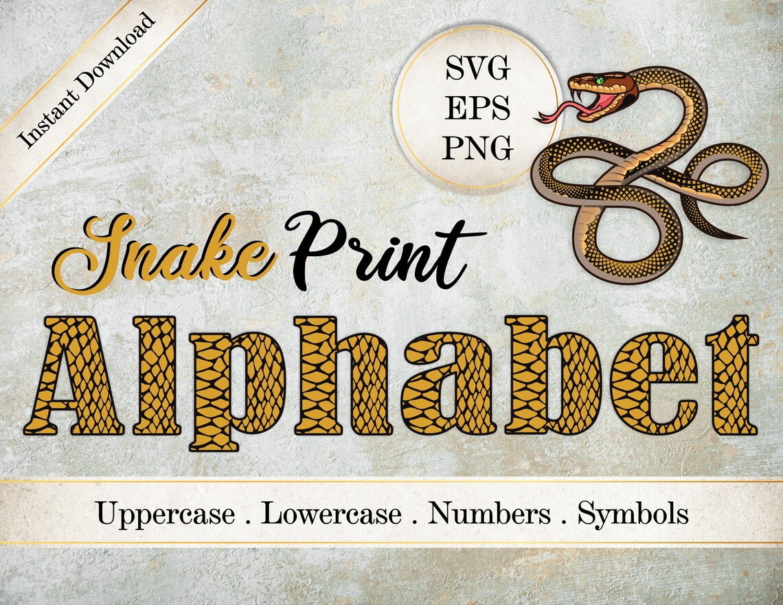 Snake Print Alphabet SVG, Animal Print Letters Numbers and Symbols, Svg ...