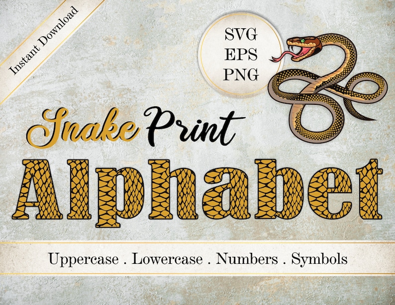 Snake Print Alphabet SVG, Animal Print Letters Numbers and Symbols, Svg ...