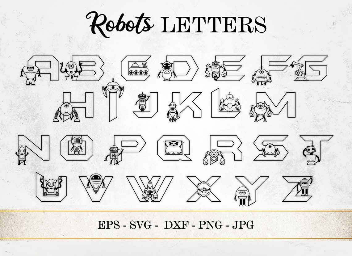 Robots Cyborg Alphabet SVG Robotic Letters A-Z Font PNG - Etsy UK