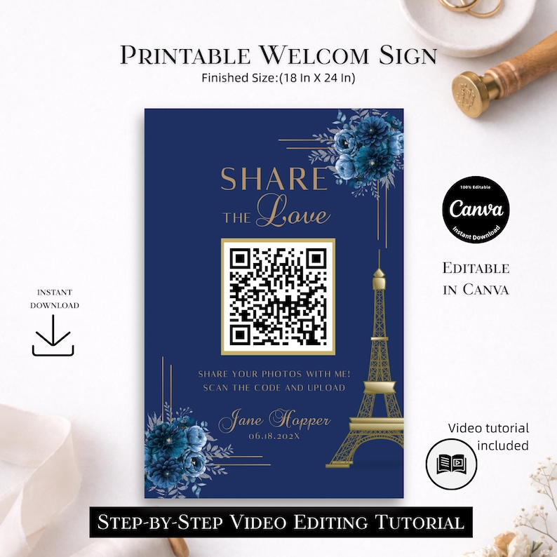 Share the Love QR Code Sign | Quinceanera Photo Capture Printable ...