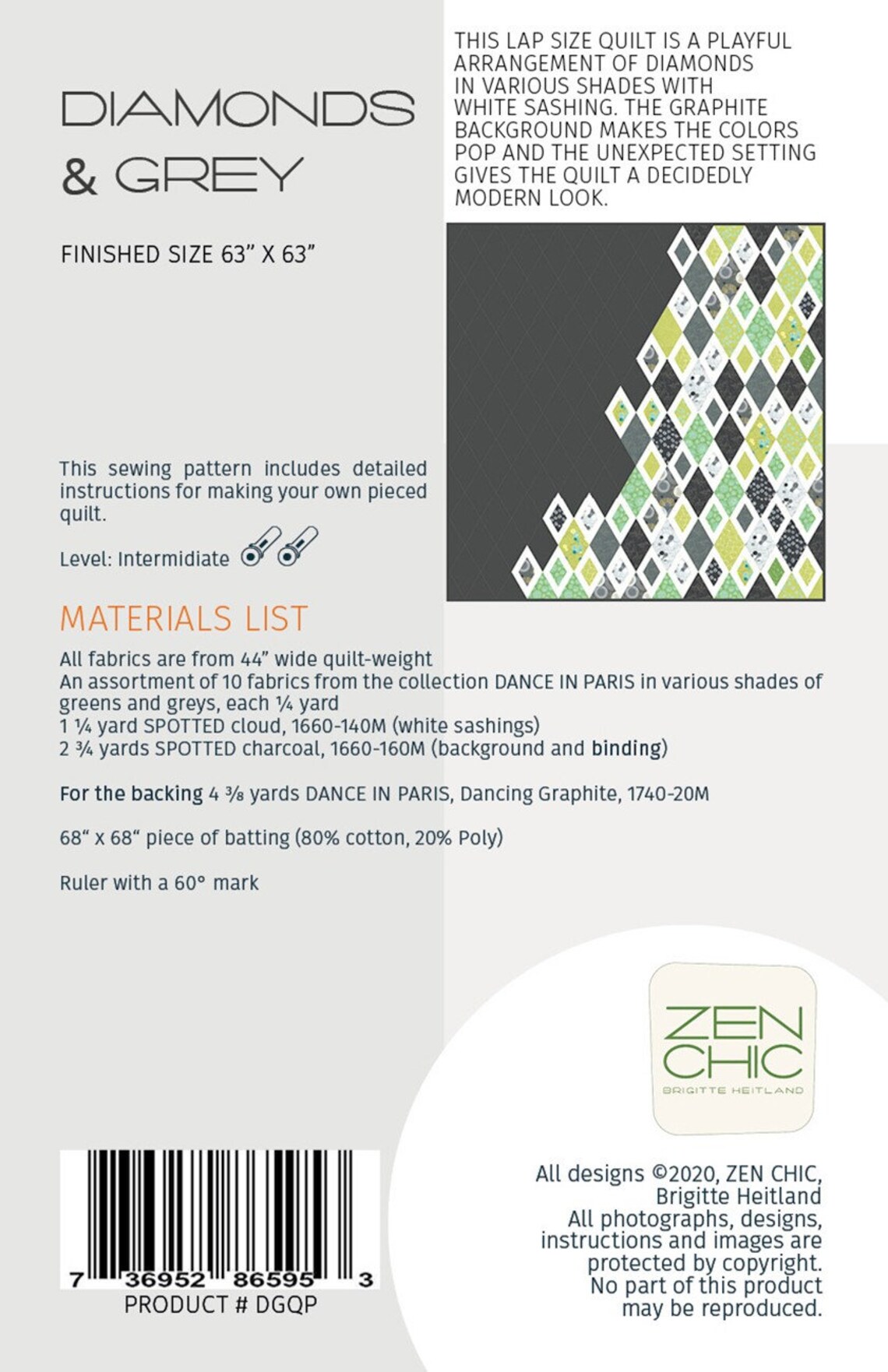 Diamonds and Grey Zen Chic Quilt Pattern - Etsy