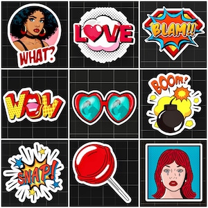 POP ART STICKERS Custom Stickers Planner Stickers Vinyl Stickers Retro ...