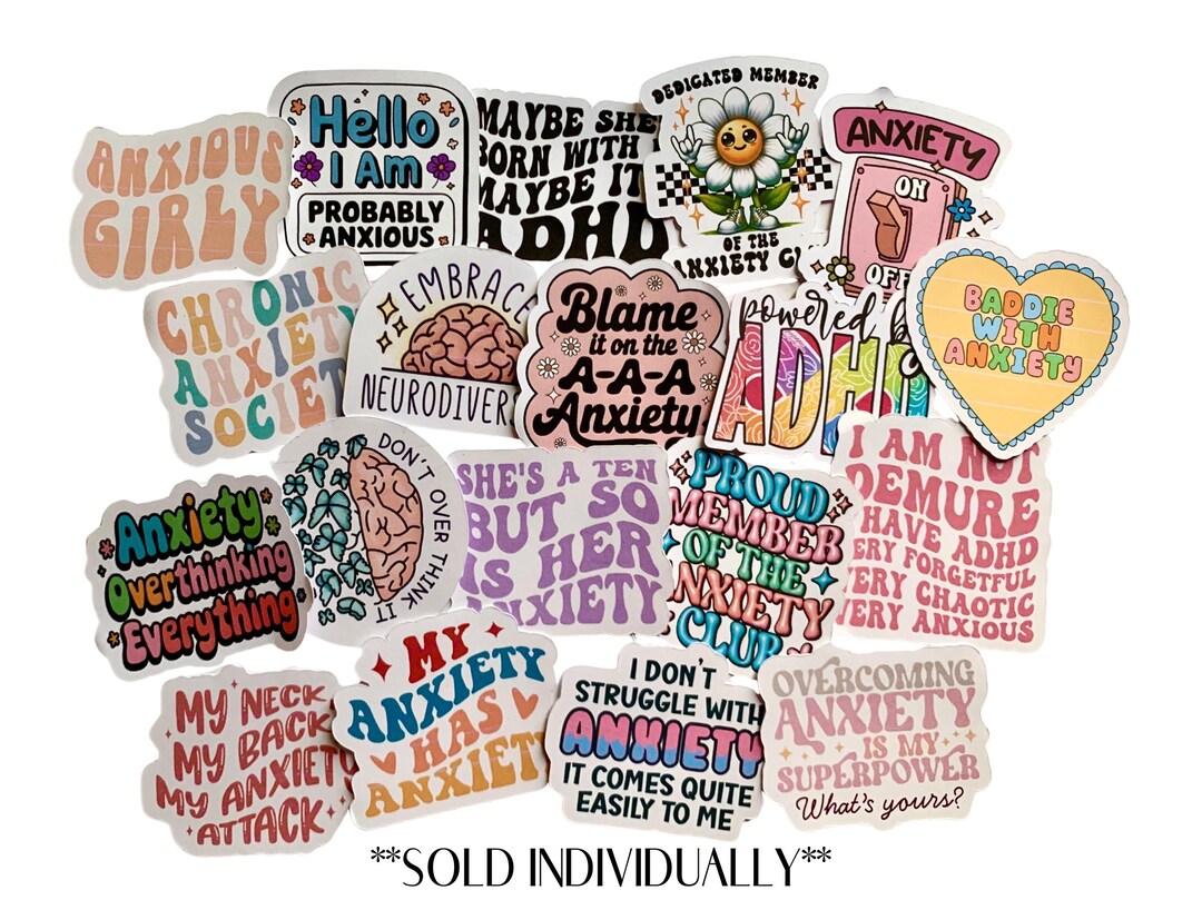 ANXIETY ADHD STICKERS (sold Individually) M - Etsy