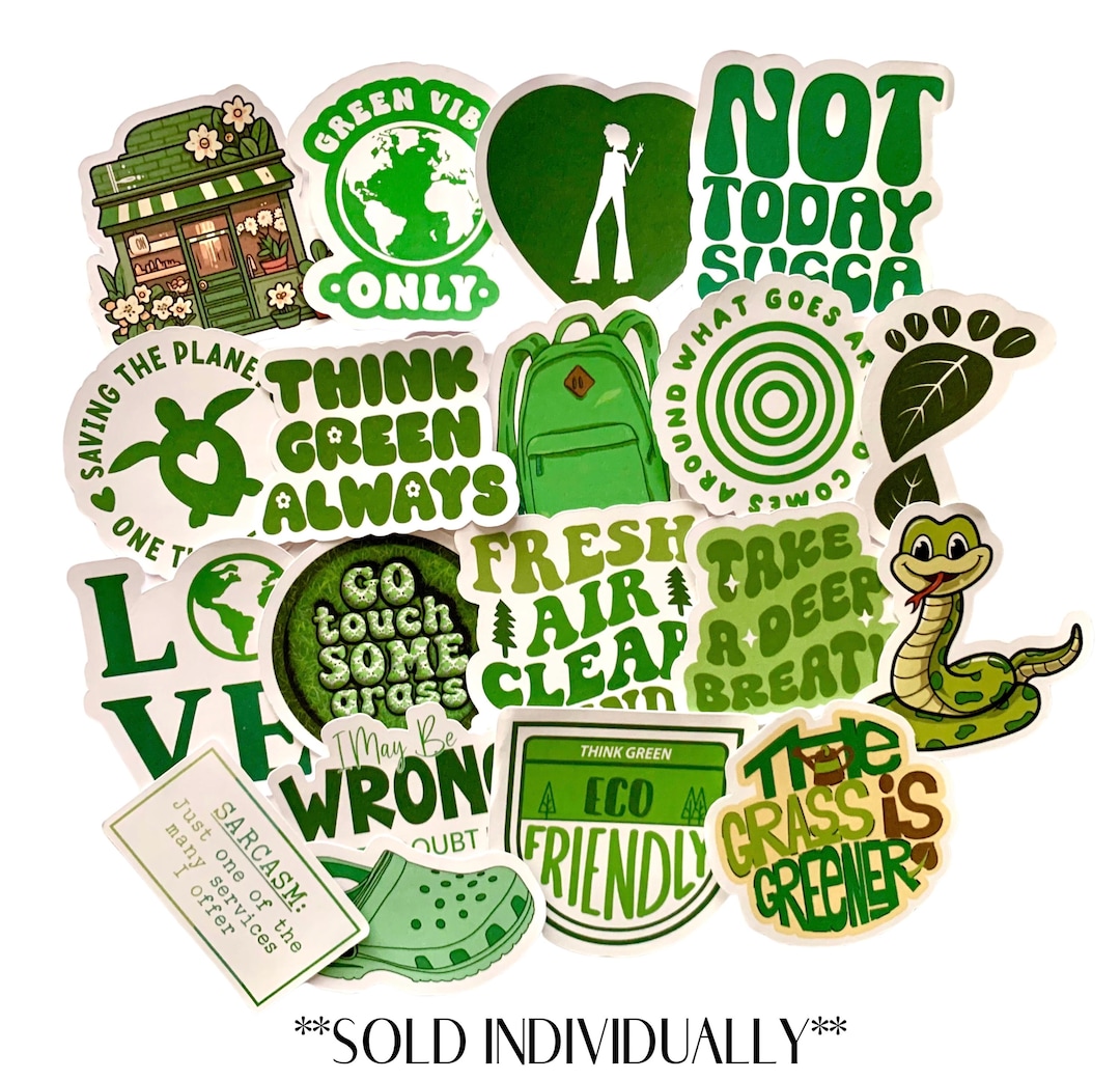 GREEN MONOCHROMATIC STICKERS (sold Individually) G - Etsy