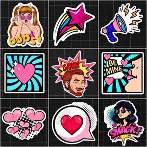 POP ART STICKERS Custom Stickers Planner Stickers Vinyl Stickers Retro ...