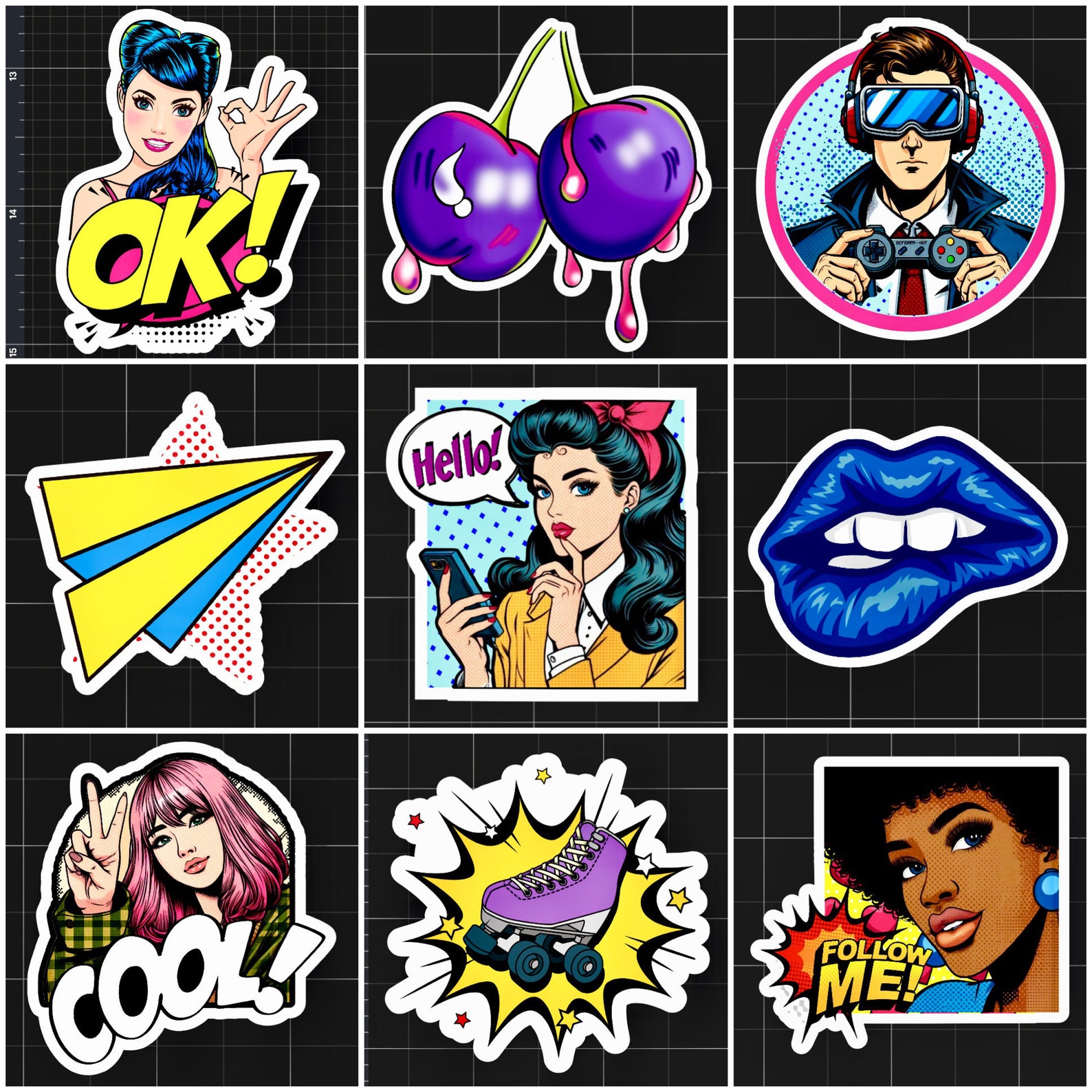 POP ART STICKERS Custom Stickers Planner Stickers Vinyl Stickers Retro ...