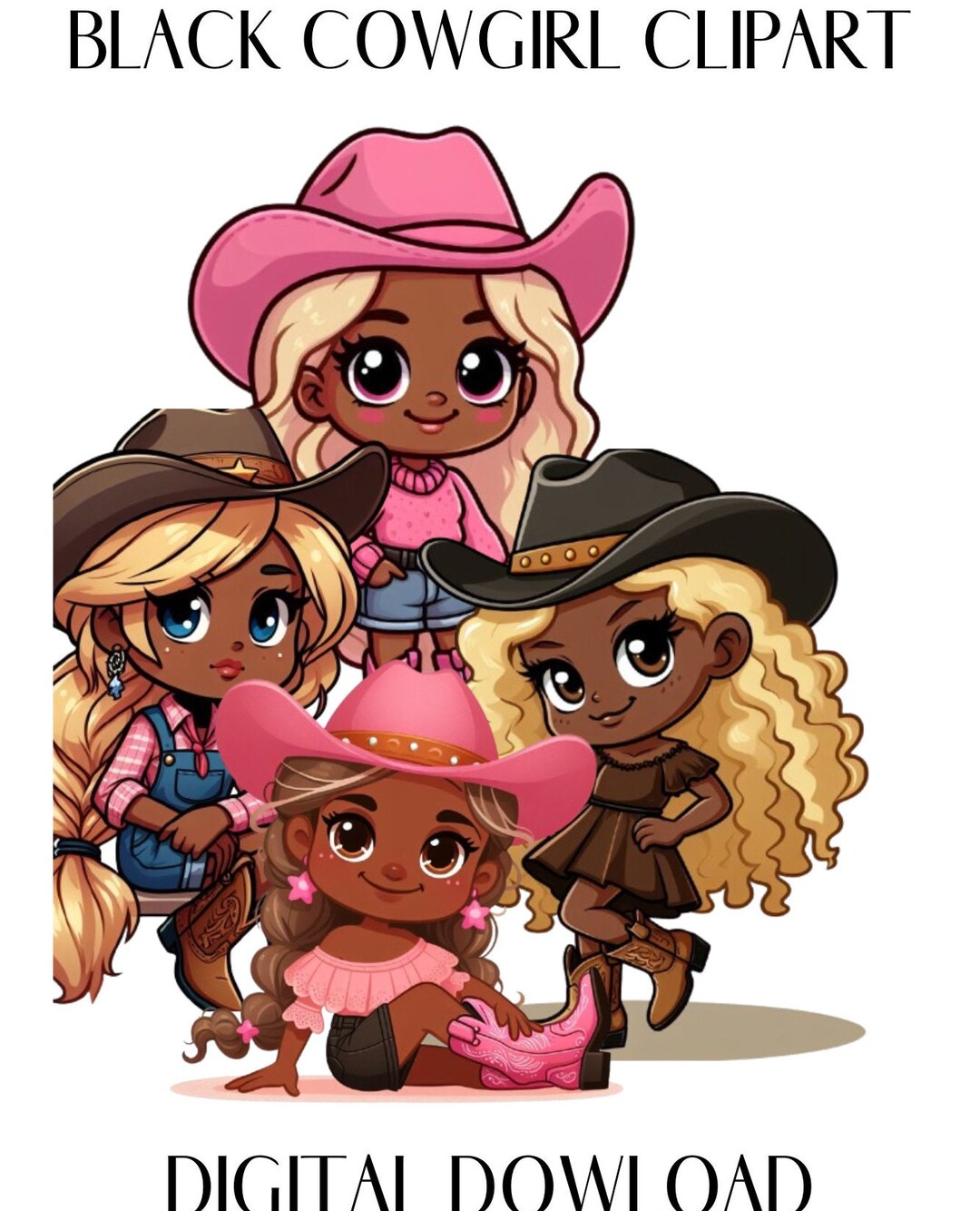 COWGIRL CLIPART BUNDLE African American Cowgirl Black Girl Western ...