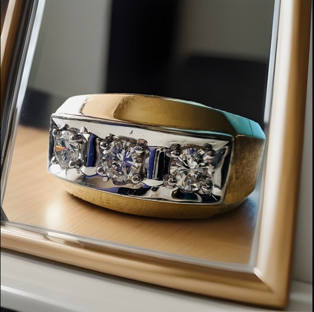 Vintage Mens Unisex 14k Yellow Gold .53ctw Round Brilliant Diamond ...