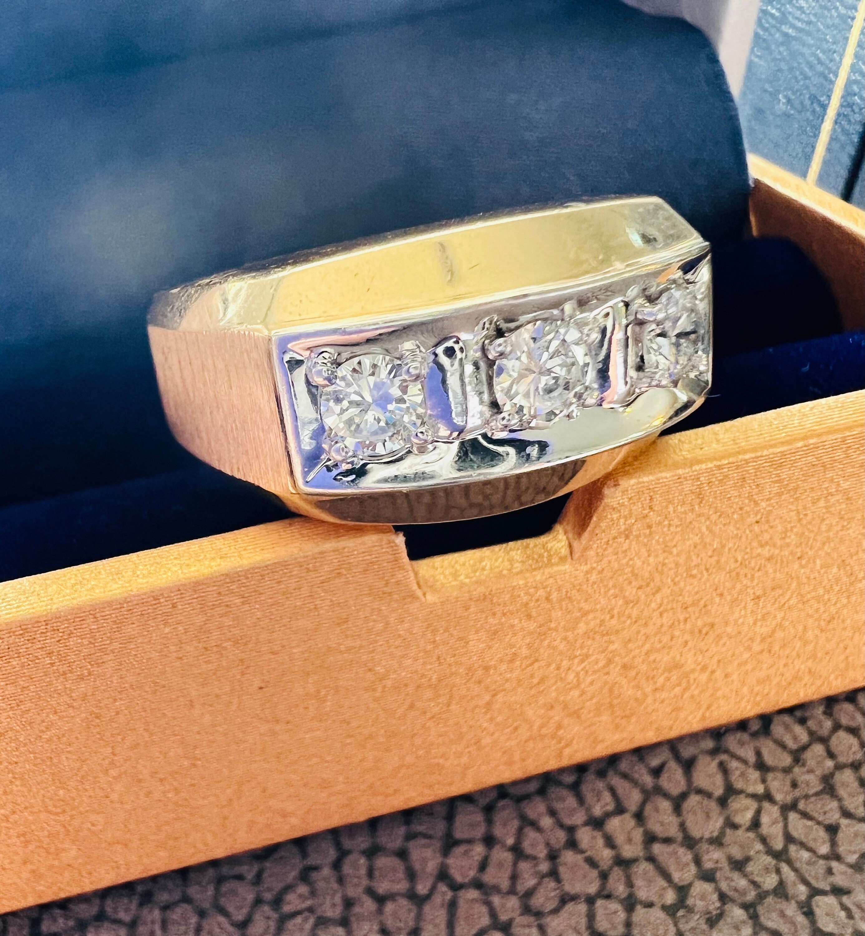 Vintage Mens Unisex 14k Yellow Gold .53ctw Round Brilliant Diamond ...