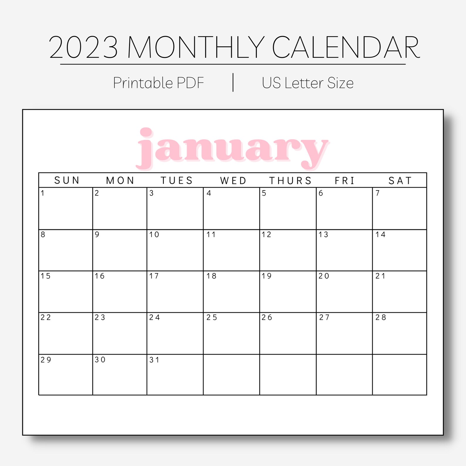 2023 Printable Calendar - Etsy