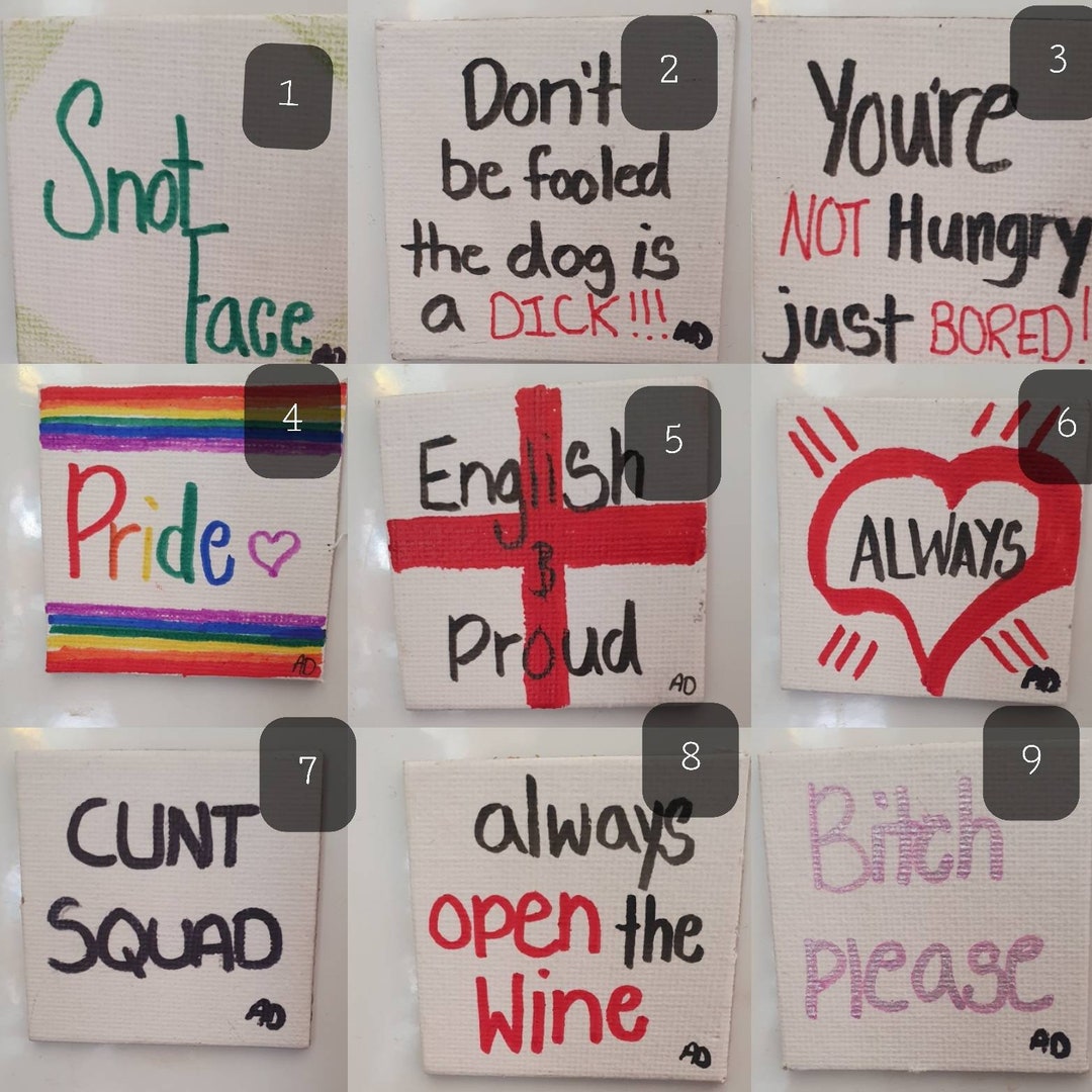 Awful Fridge Magnets English Snot Face Dog Wine Pride Lgbtq Friendly ...