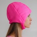 Pillow Puffer Quilted Aviator Helmet Cap Bonnet on a Button in Hot Pink ...