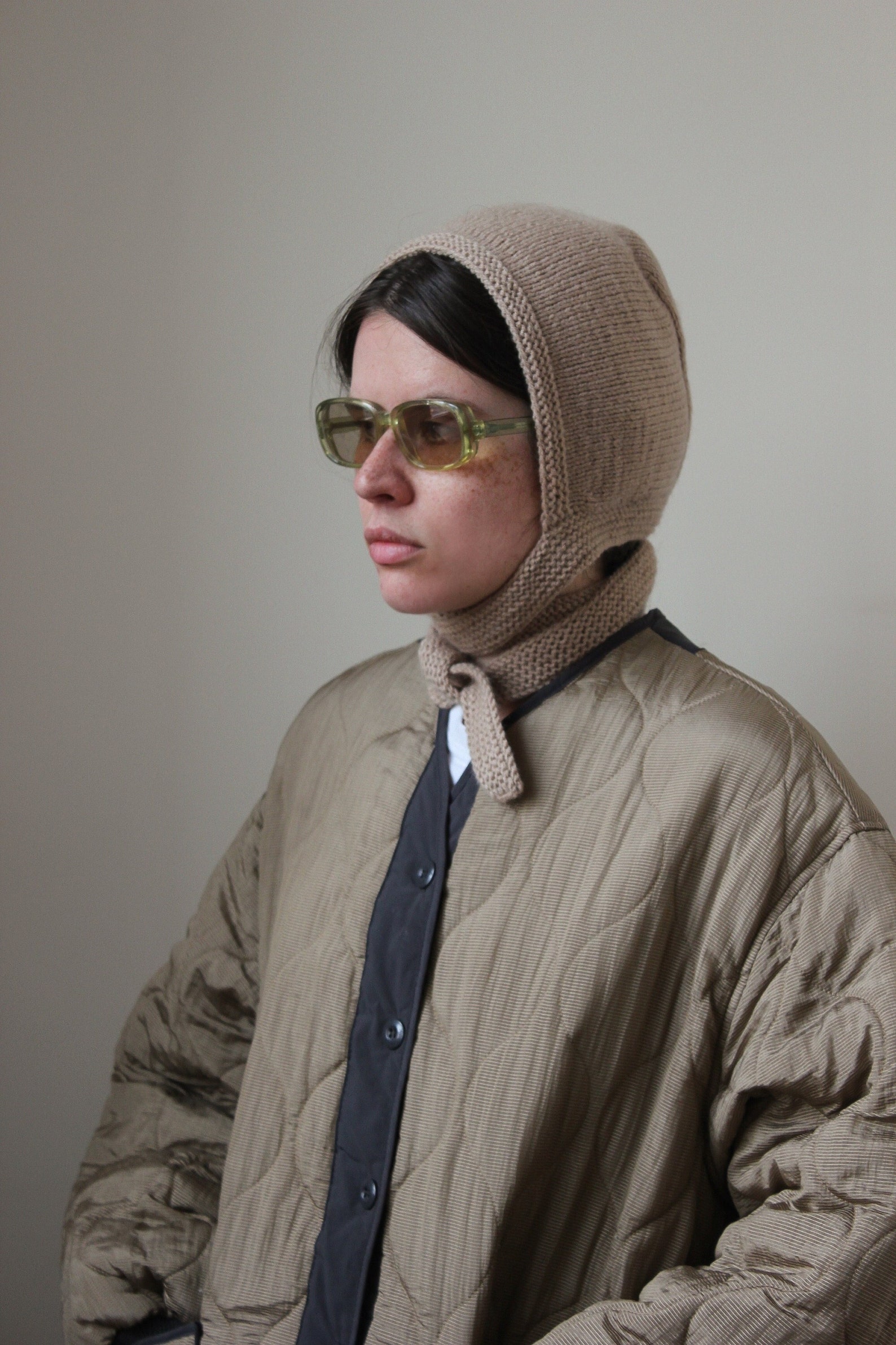 Hand-knitted Adult Bow Long Tie Bonnet Hat in Beige - Etsy