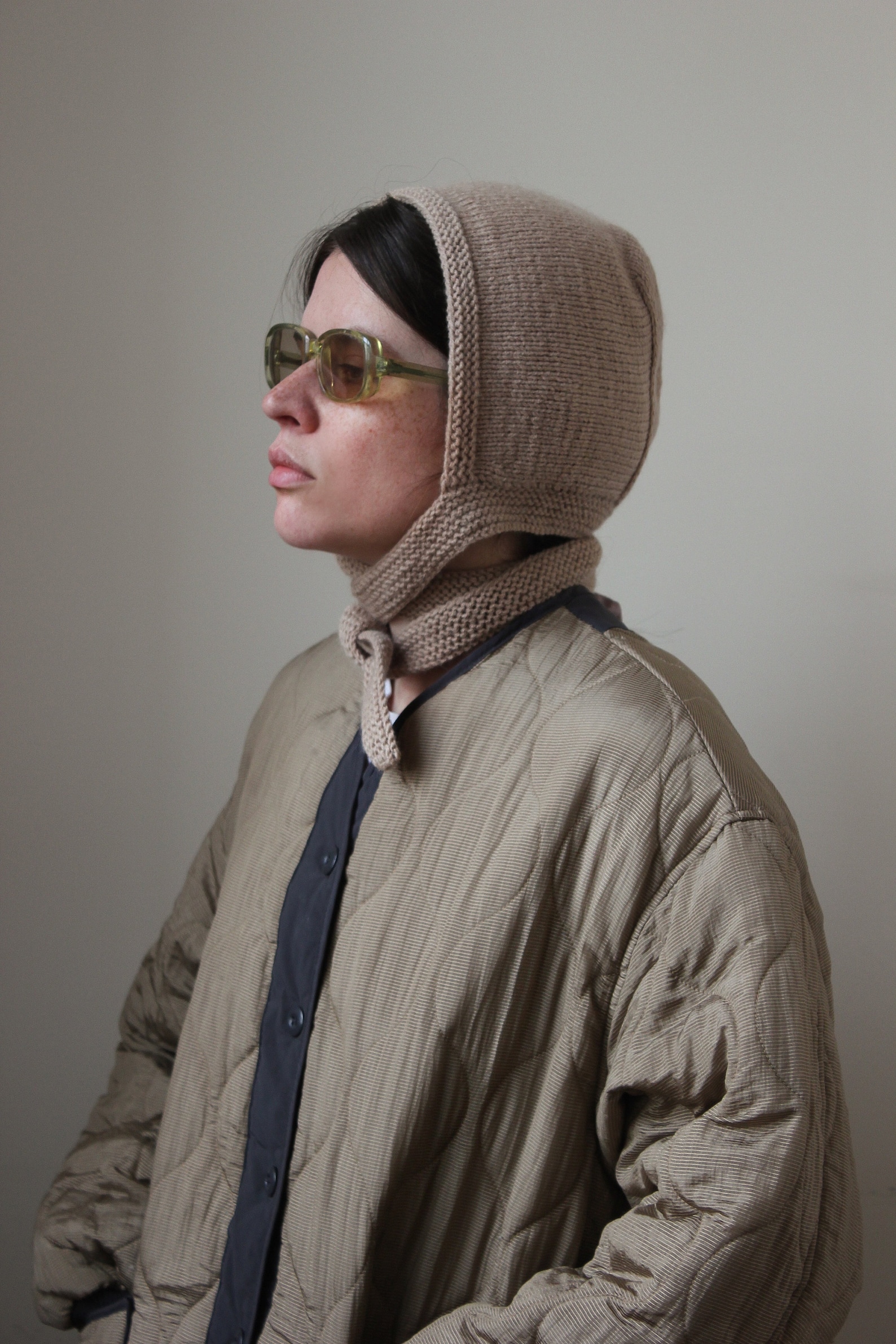 Hand-knitted Adult Bow Long Tie Bonnet Hat in Beige - Etsy