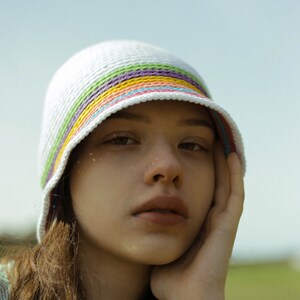 Hand-knitted Crochet Multi Coloured Bucket Hat - Etsy