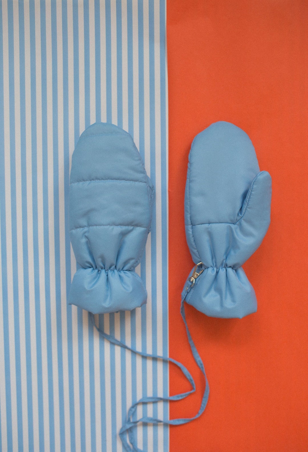 Puffer Mittens on Strings in Baby Blue - Etsy