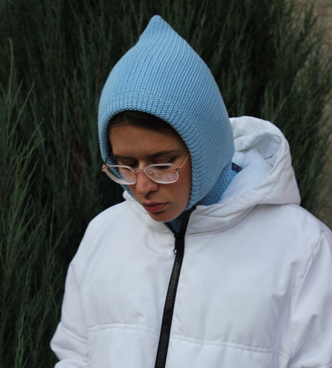 Woolen Alpaca Balaclava Hat in Light Blue ,mango Socky Balaclava Knit ...