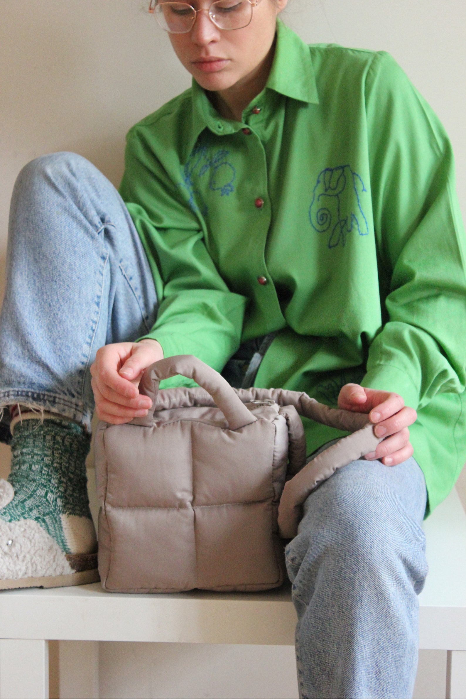 MINI PILLOW PUFFER Essential Bag in Camel Beige Tote Bag - Etsy