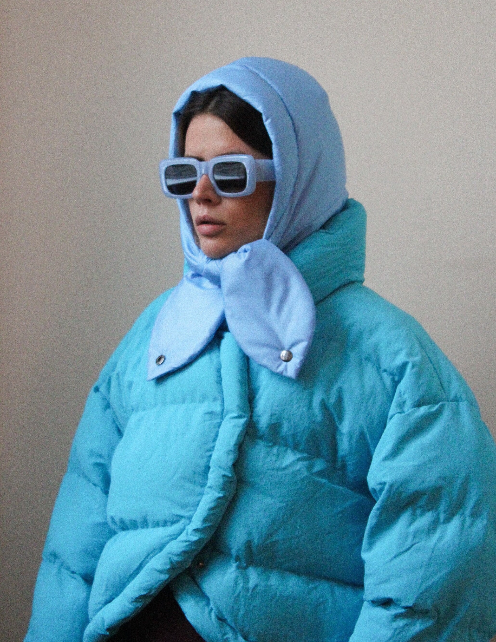 PILLOW Headscarf - Balaclava in Baby Blue, Scarf Quilted Shawl Bandana ...