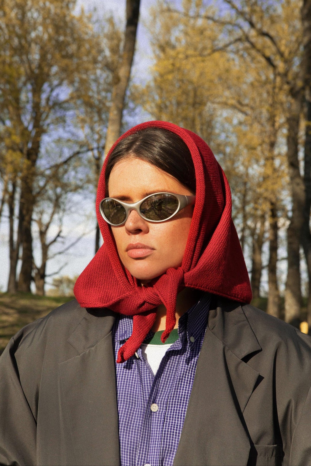 Hand - Knitted Headscarf in Red ,kerchief Knitted,headscarf Wool - Etsy