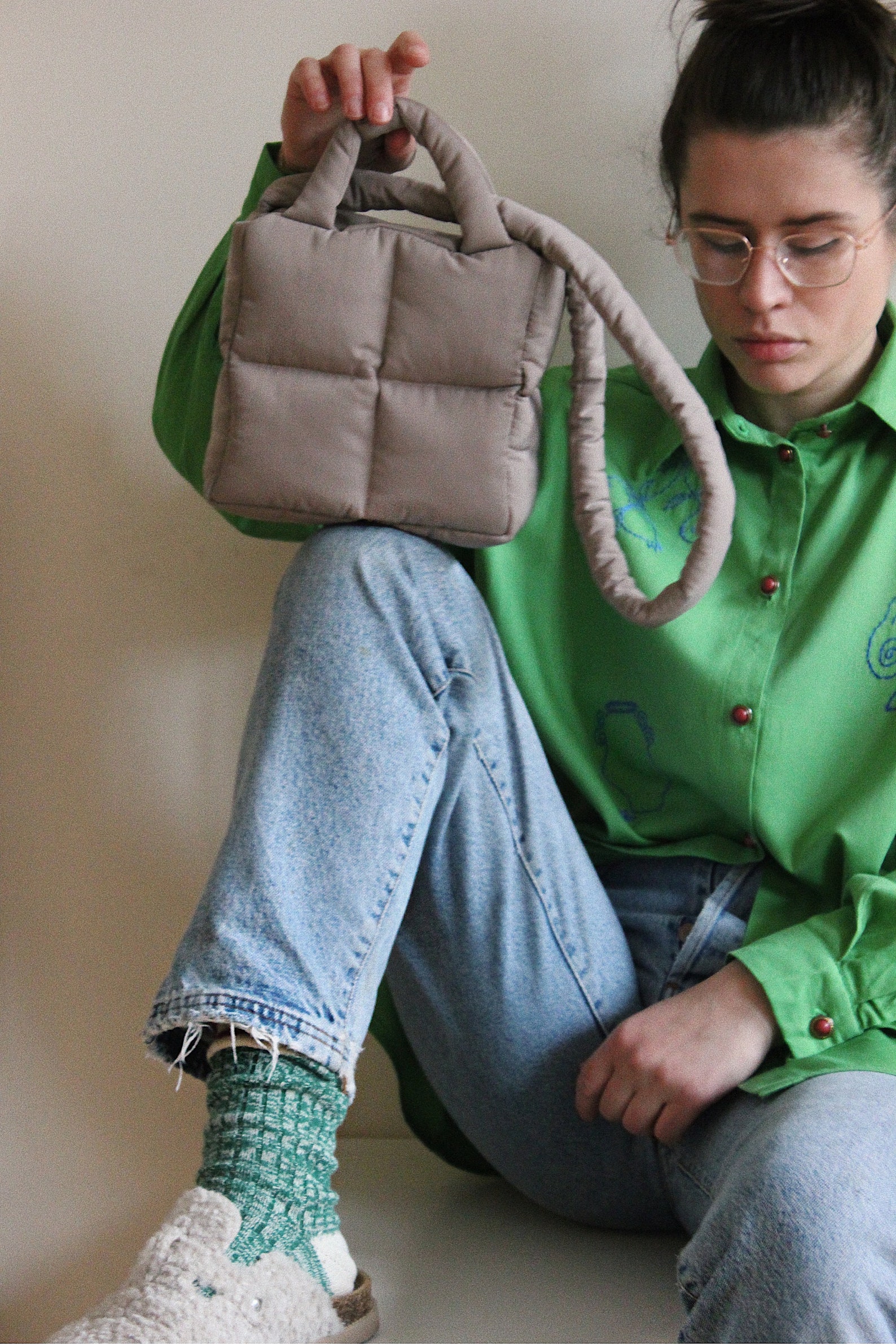 MINI PILLOW PUFFER Essential Bag in Camel Beige Tote Bag - Etsy