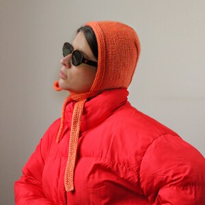Hand-knitted Adult Bow Tie Bonnet Woolen Hat in Juicy Mandarin - Etsy