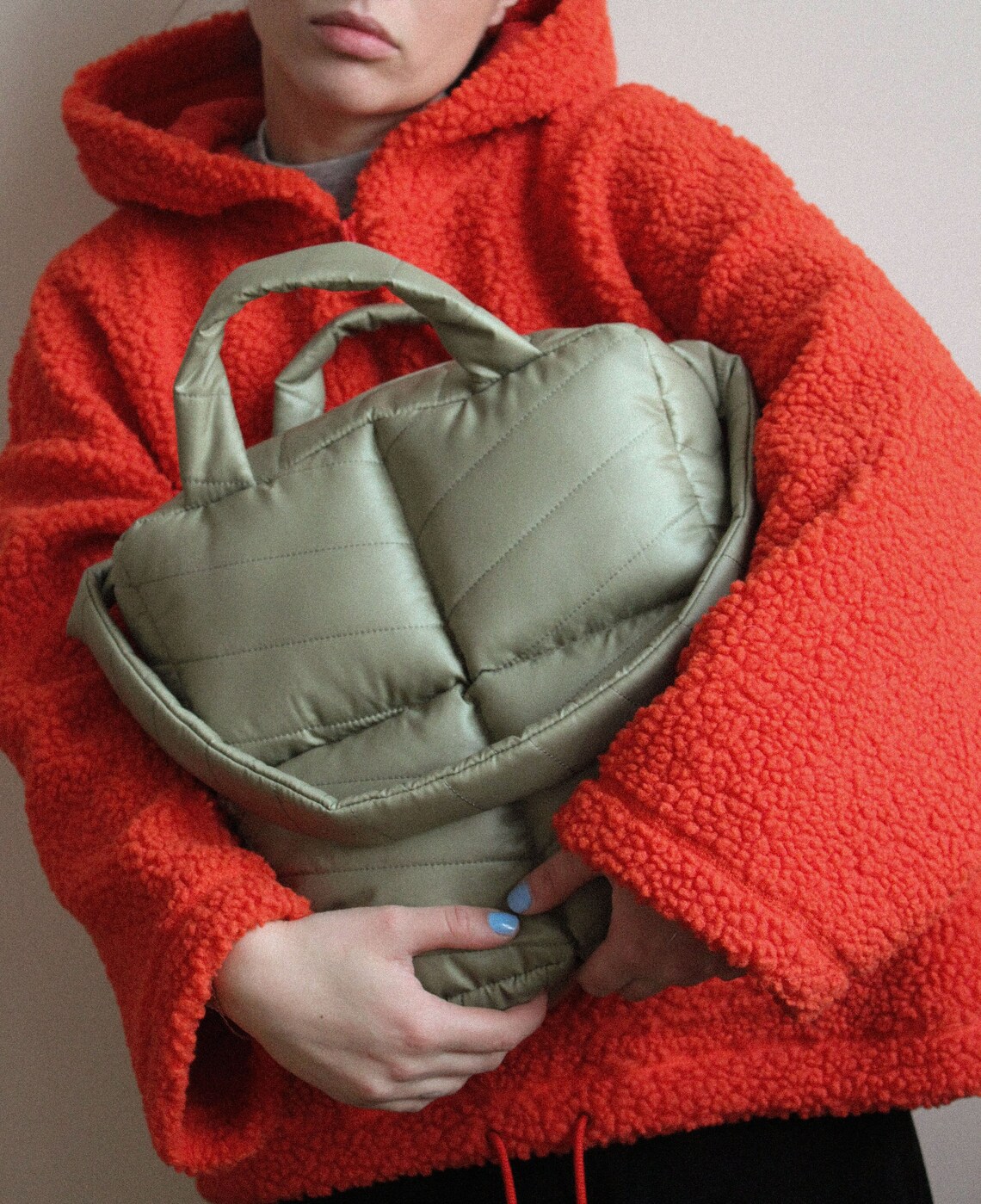 PILLOW PUFFER BAG in Powder Pink Padded Super Puffer Oversize Tote ...
