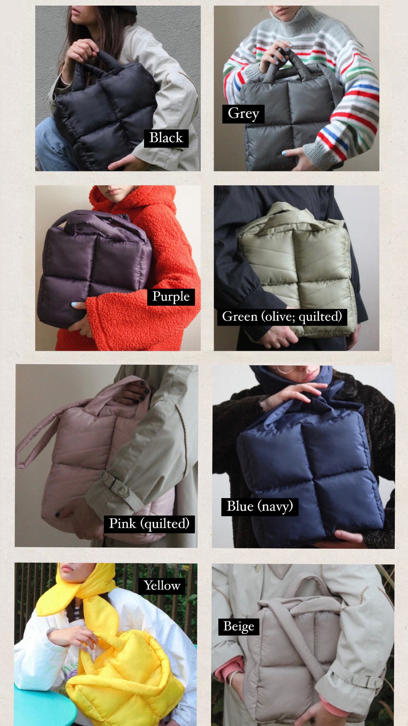 PILLOW PUFFER BAG in Beigepadded Super Puffer Oversize Tote - Etsy