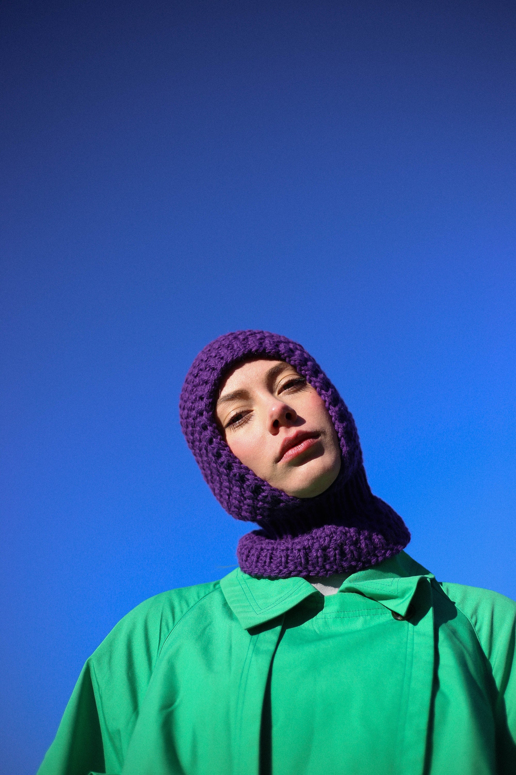 Hand-knitted Chunky Balaclava in Purple - Etsy Sweden