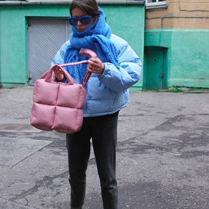 PILLOW PUFFER BAG in Powder Pink Padded Super Puffer Oversize Tote ...