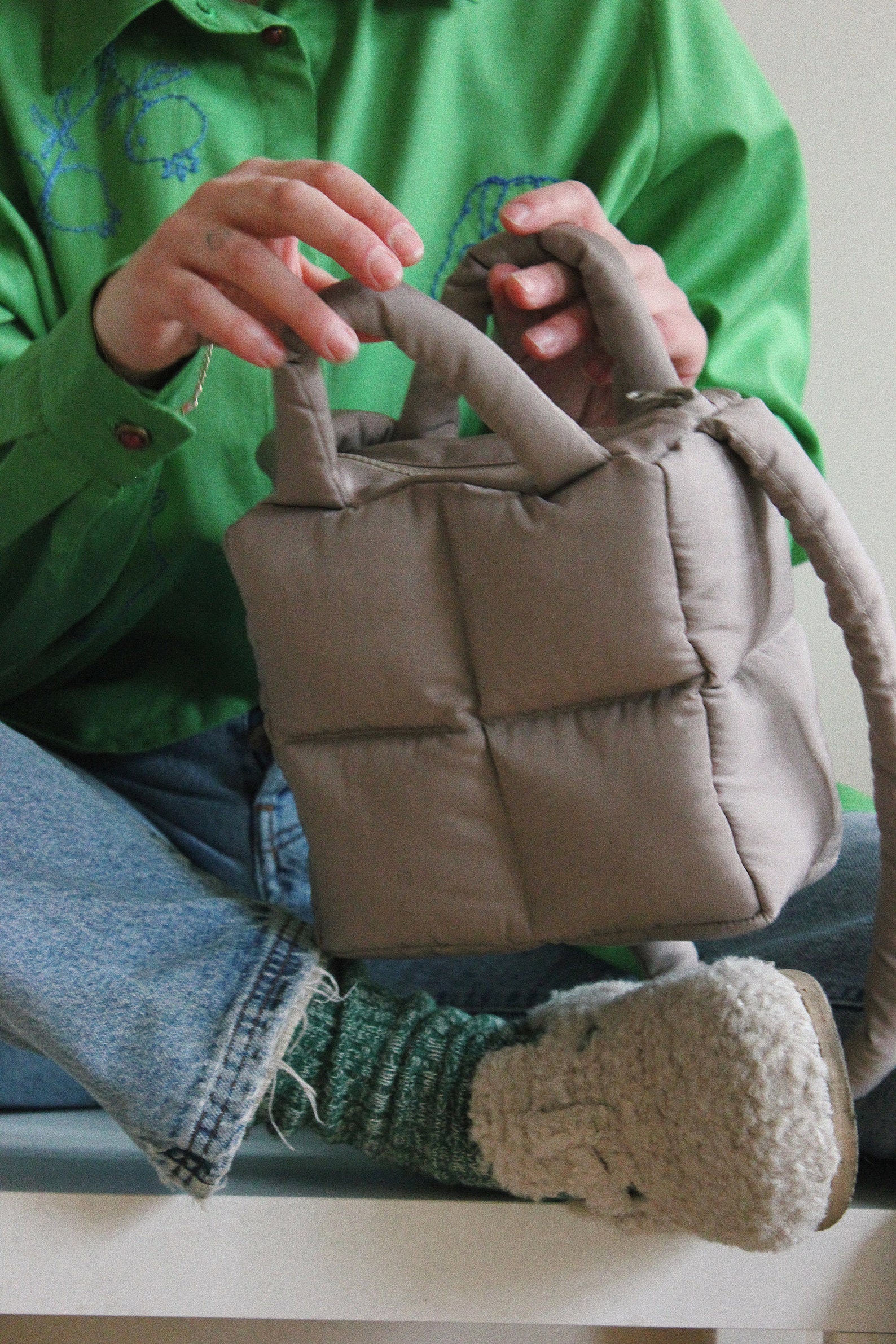 MINI PILLOW PUFFER Essential Bag in Camel Beige Tote Bag - Etsy