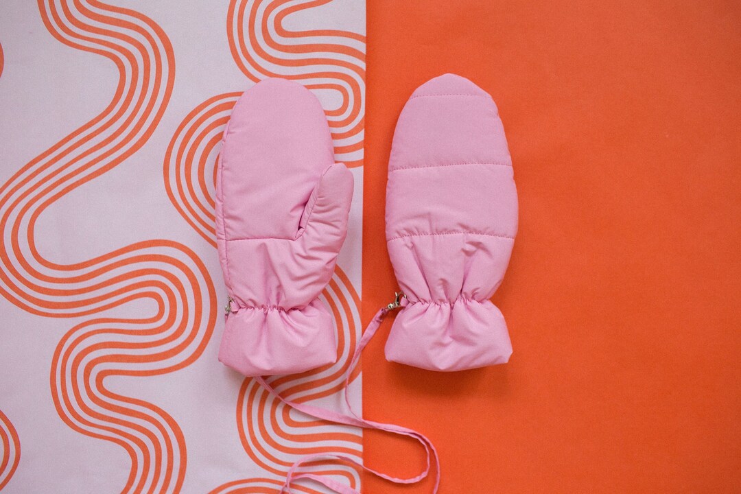 Puffer Mittens on Strings in Light Pink - Etsy