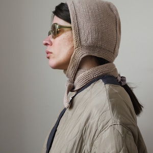 Hand-knitted Adult Bow Long Tie Bonnet Hat in Beige - Etsy