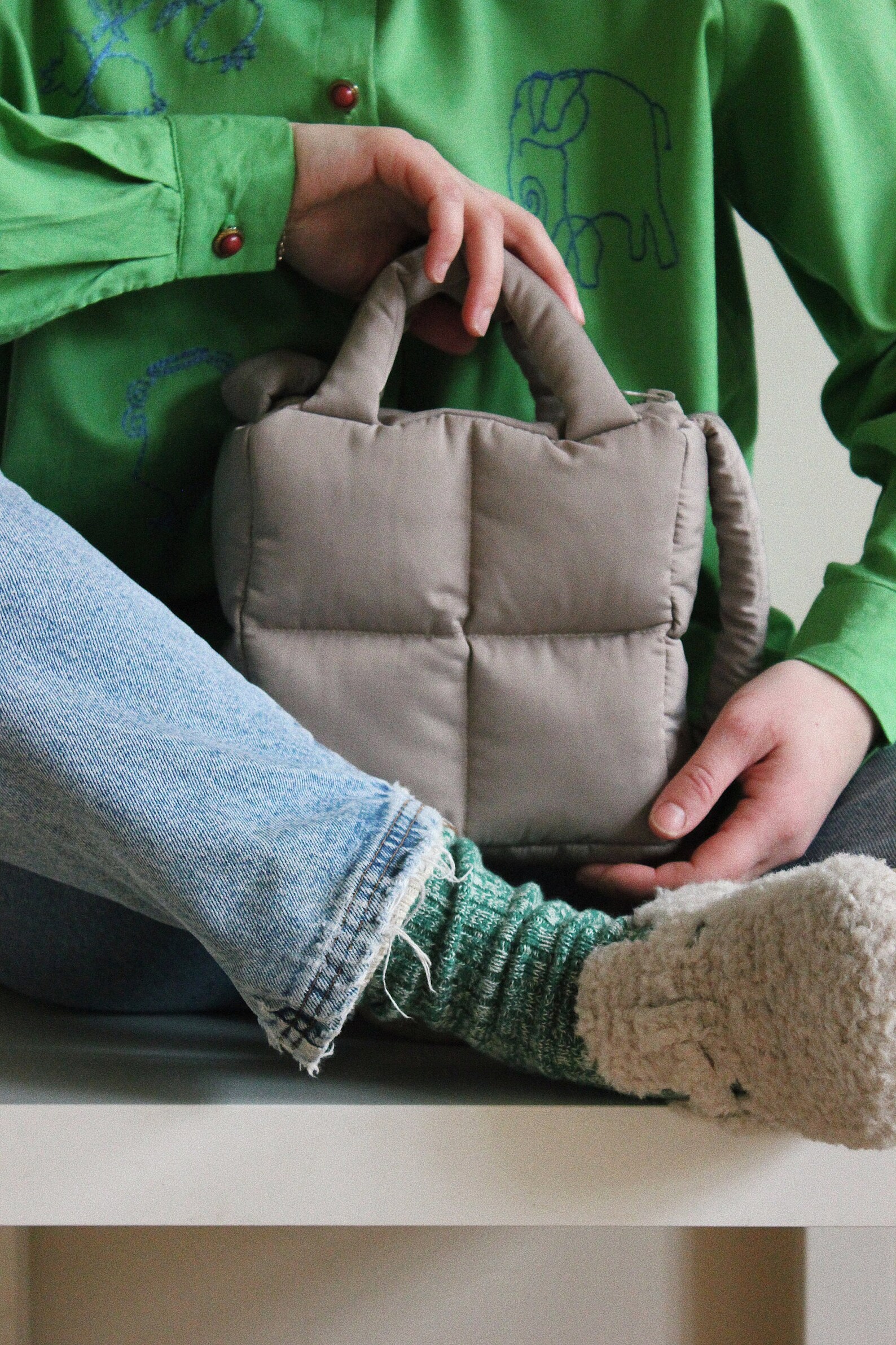 MINI PILLOW PUFFER Essential Bag in Camel Beige Tote Bag - Etsy