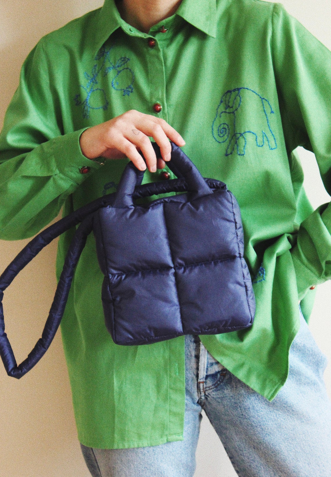 MINI PILLOW PUFFER Essential Bag in Navy Blue, Tote Bag - Etsy