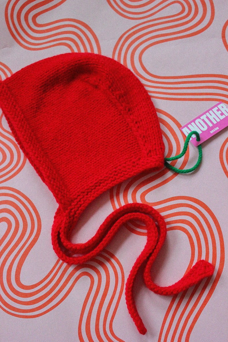 Hand-knitted Adult Bow Tie Bonnet Hat in Hot Red - Etsy
