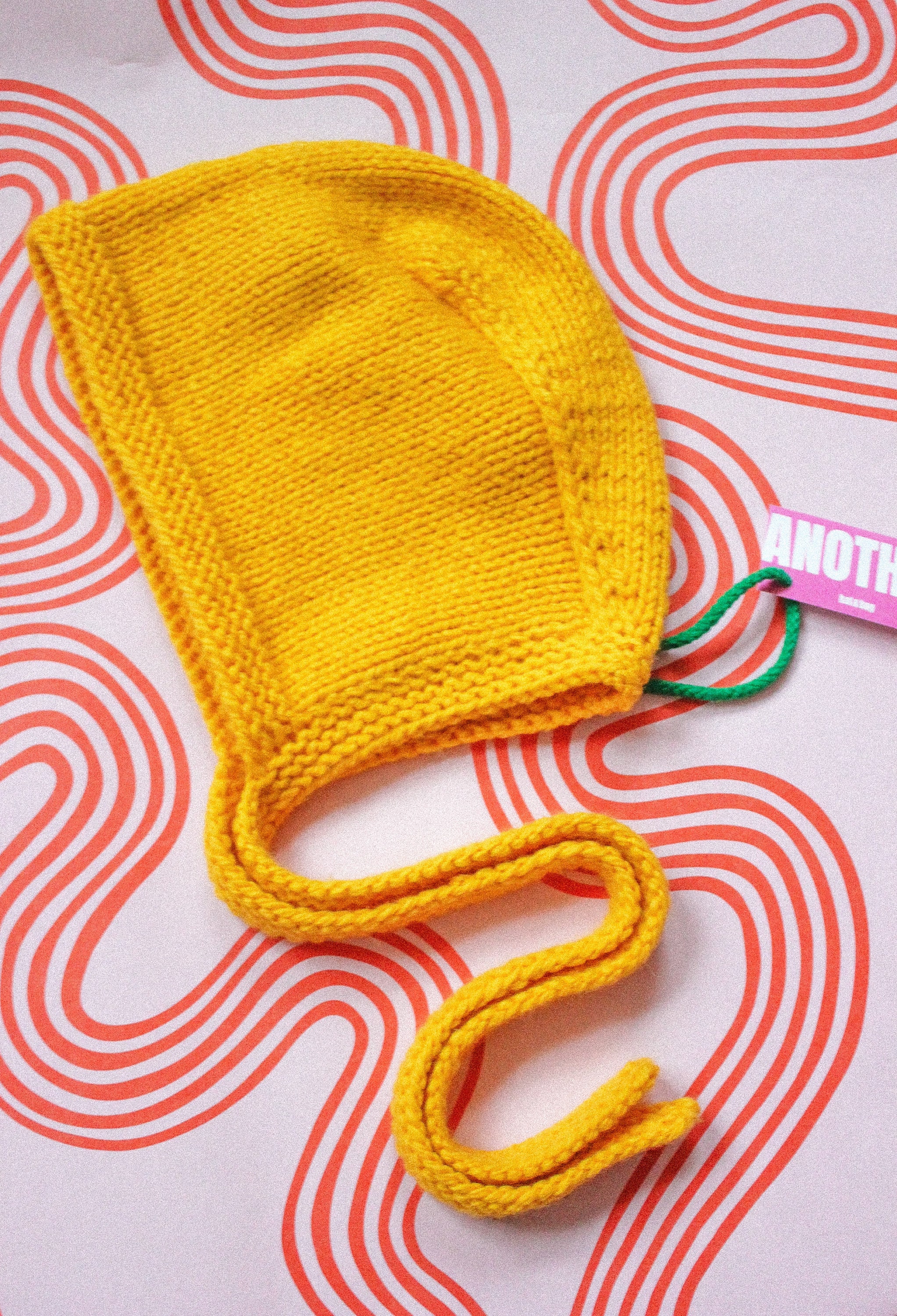 Hand-knitted Adult Bow Tie Bonnet Hat in Yellow - Etsy