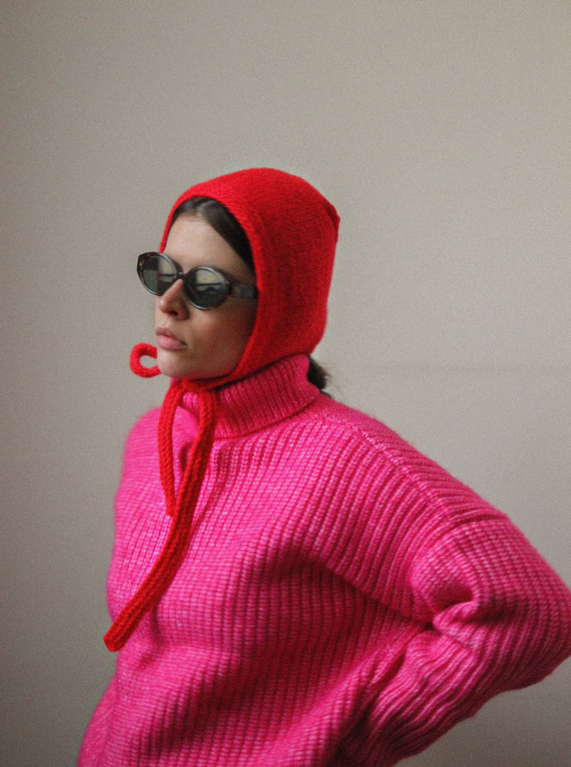 Hand-knitted Adult Bow Tie Bonnet Hat in Hot Red - Etsy