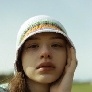 Hand-knitted Crochet Multi Colored Bucket Hat - Etsy